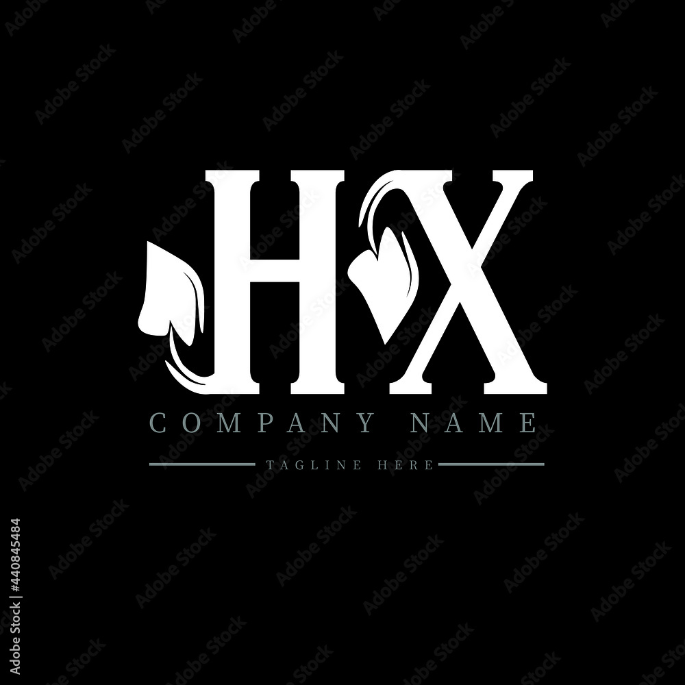 Vetor de HX letter logo design. HX letter with leaf shape. HX Creative ...