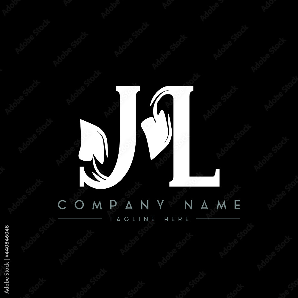 JL letter logo design. JL letter with leaf shape. JL Creative two ...