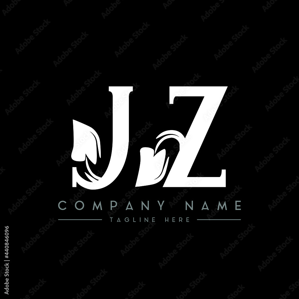 JZ letter logo design. JZ letter with leaf shape. JZ Creative two ...