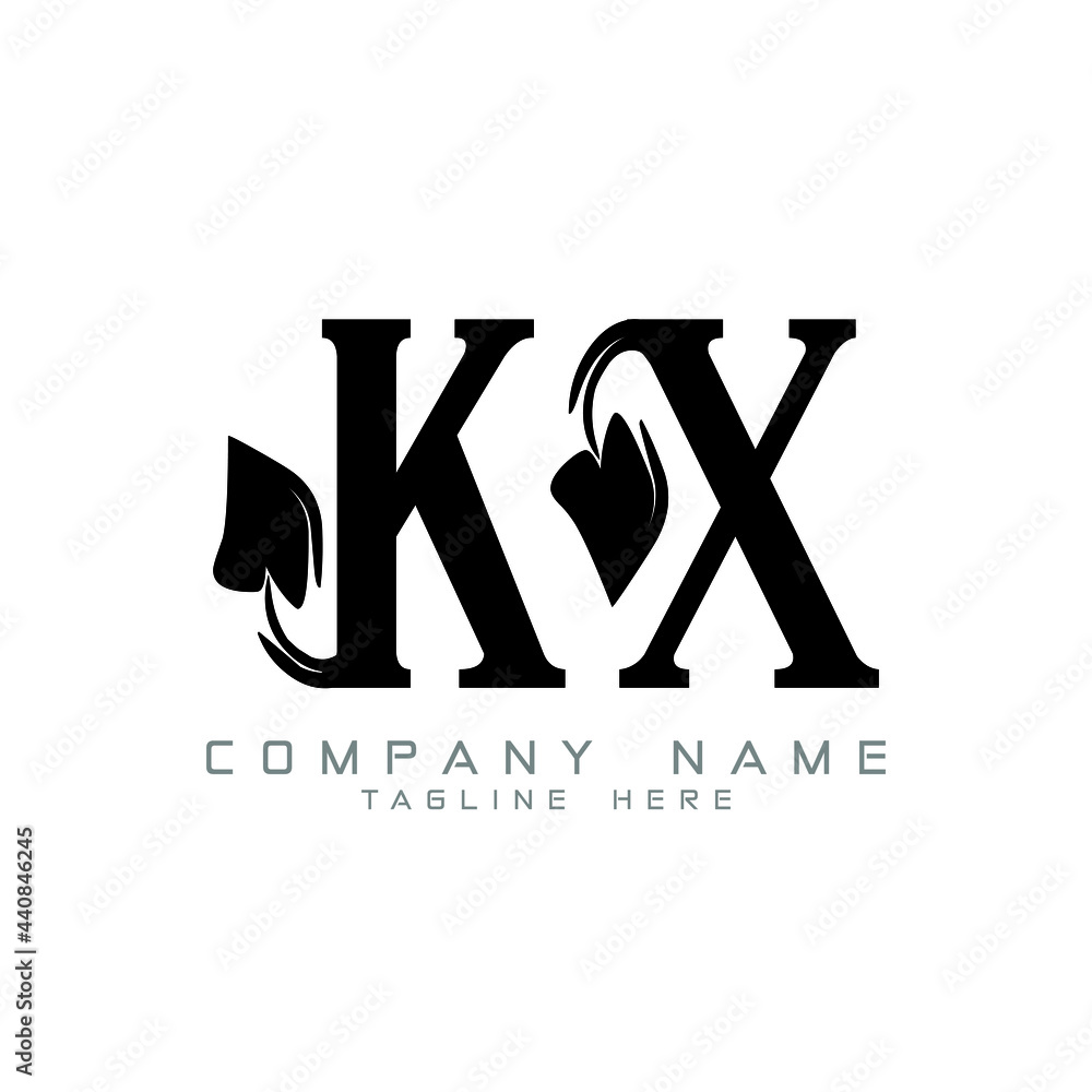 Vecteur Stock KX letter logo design. KX letter with leaf shape. KX ...