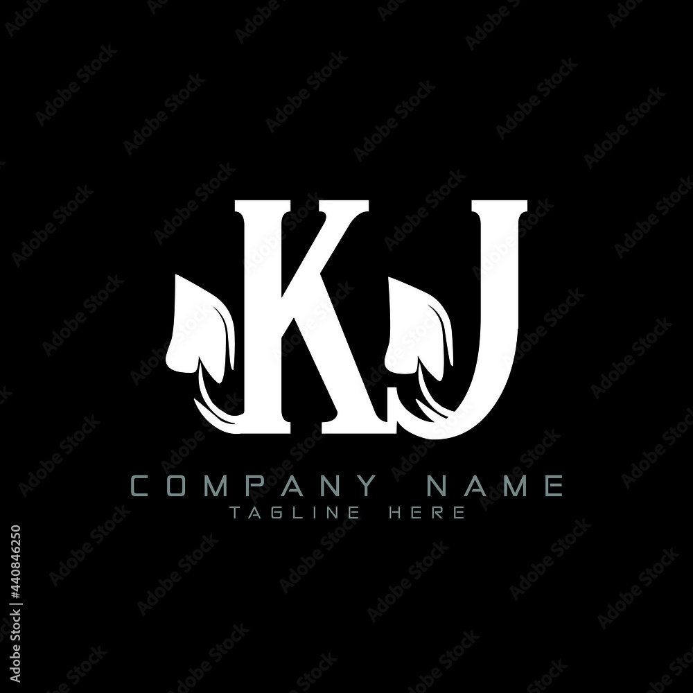 KJ letter logo design. KJ letter with leaf shape. KJ Creative two ...