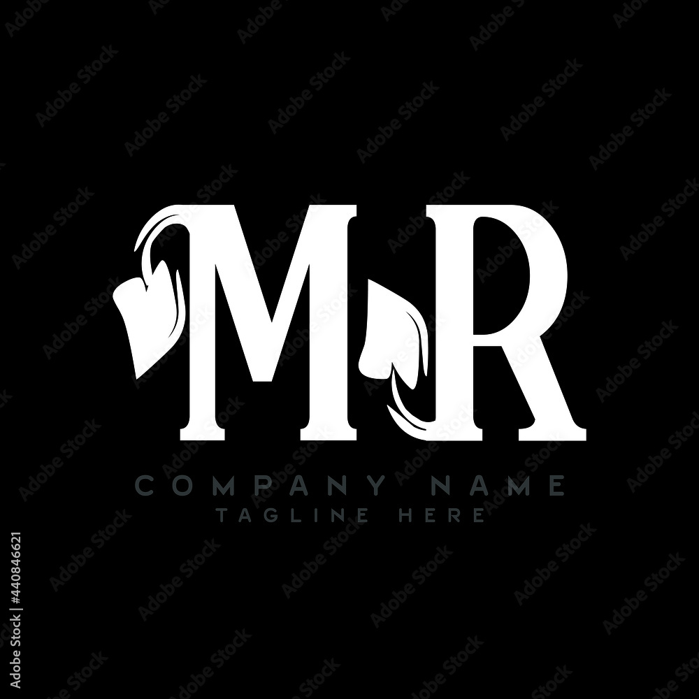 MR letter logo design. MR letter with leaf shape. MR Creative two ...