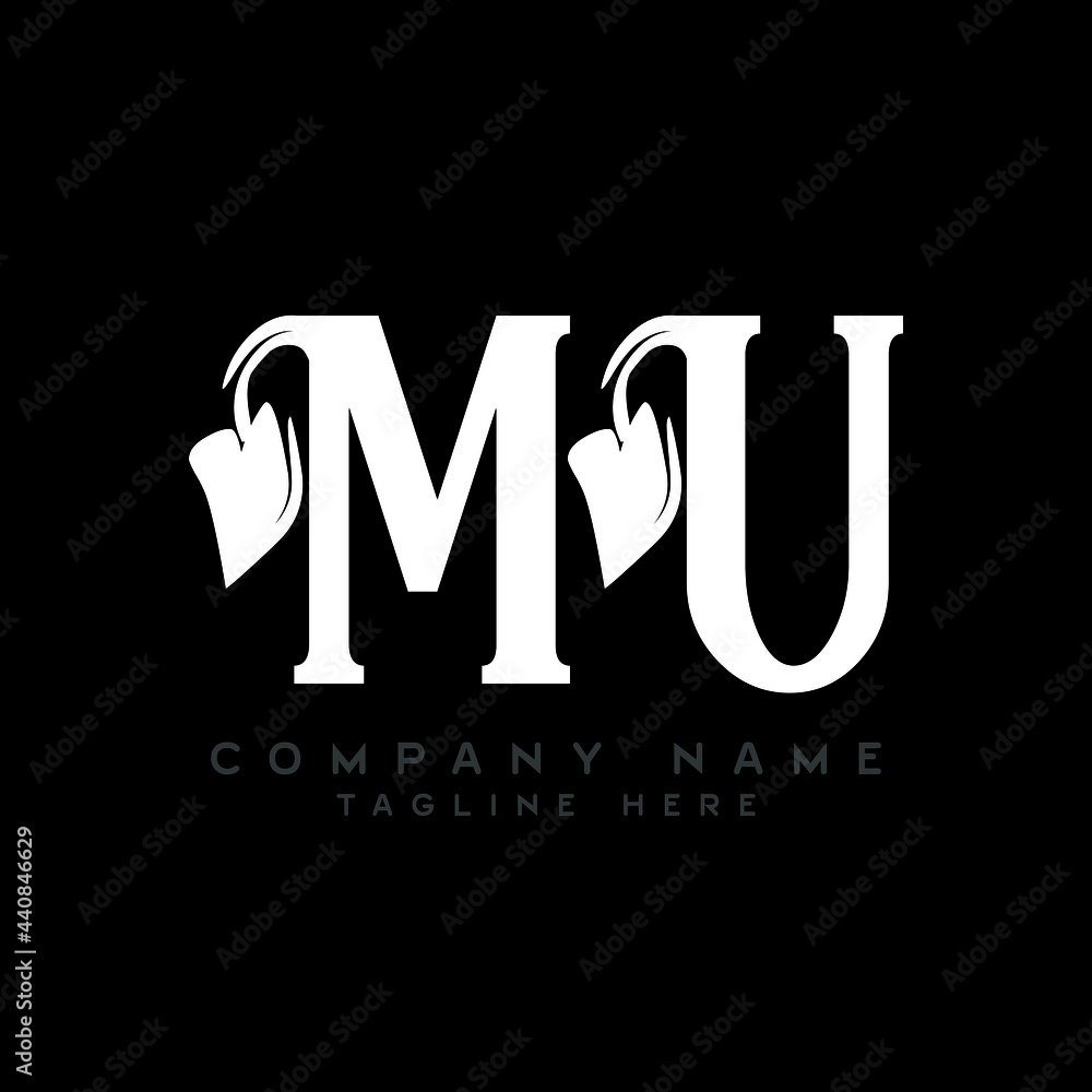 MU letter logo design. MU letter with leaf shape. MU Creative two ...