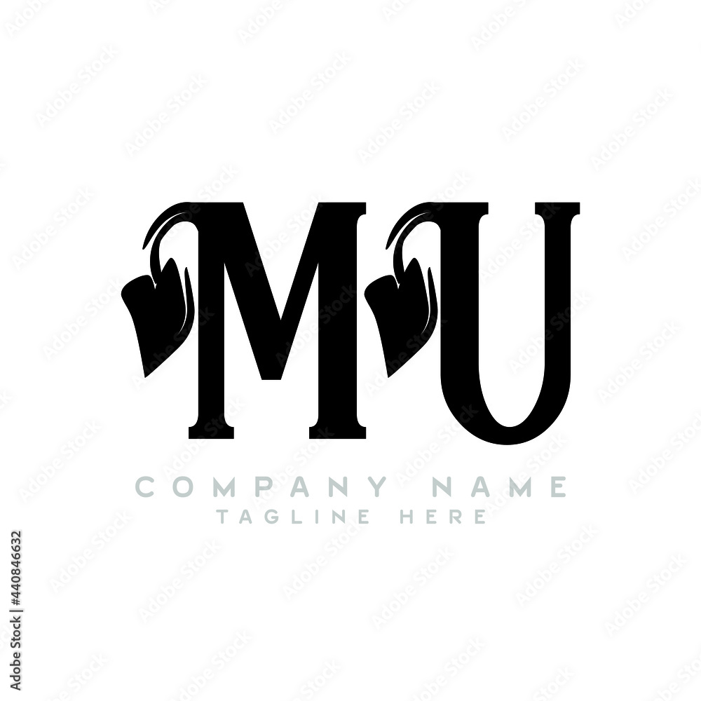 MU letter logo design. MU letter with leaf shape. MU Creative two ...