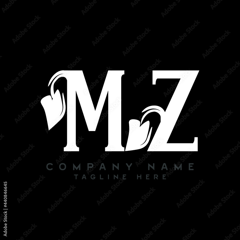 MZ Letter Logo Design MZ Letter With Leaf Shape MZ Creative Two mz-letter-logo-design-mz-letter-with-leaf-shape-mz-creative-two