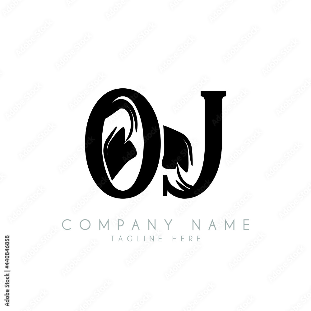 OJ letter logo design. OJ letter with leaf shape. OJ Creative two ...