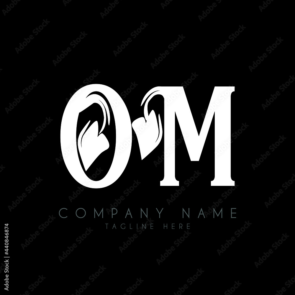 Vecteur Stock OM letter logo design. OM letter with leaf shape. OM ...