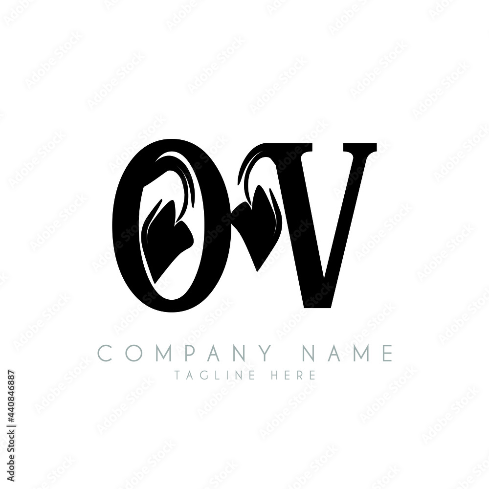 OV letter logo design. OV letter with leaf shape. OV Creative two ...