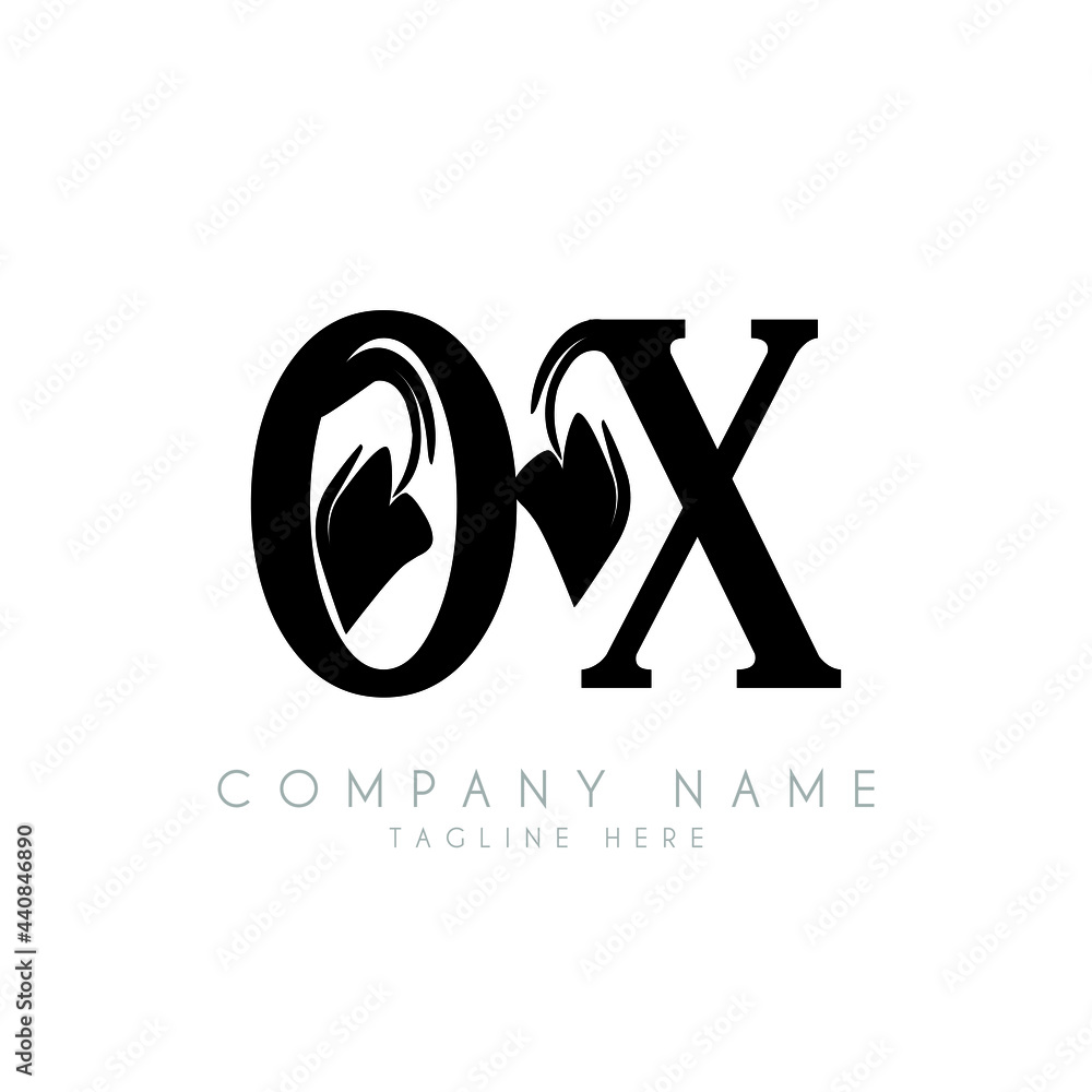 OX letter logo design. OX letter with leaf shape. OX Creative two ...