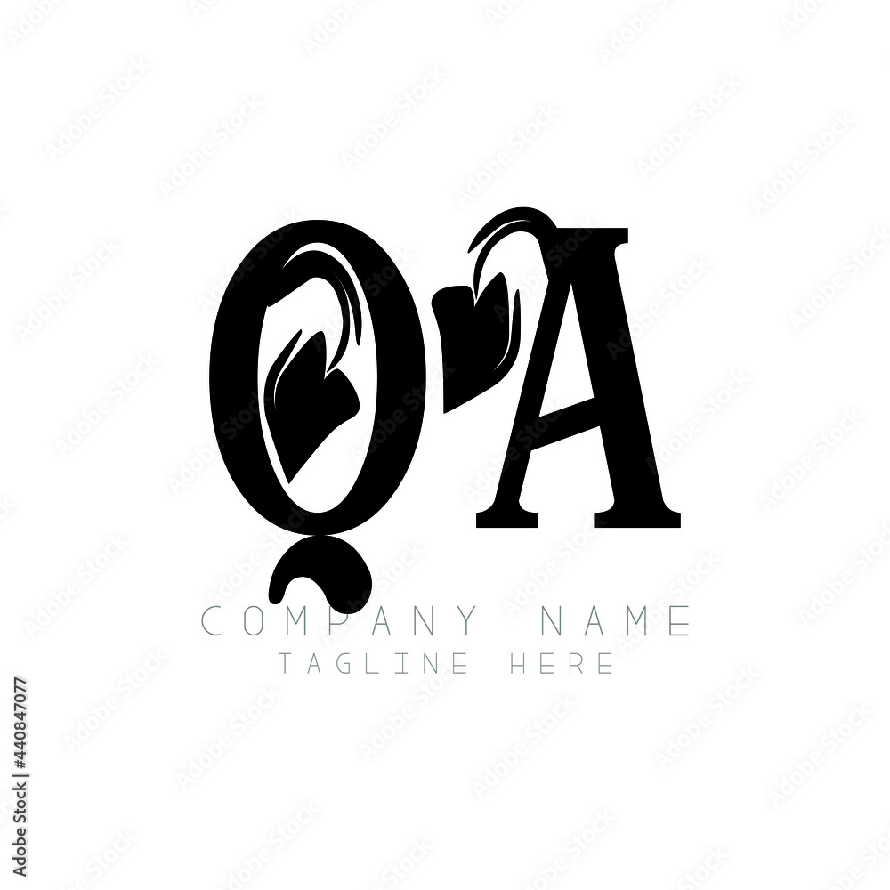 QA letter logo design. QA letter with leaf shape. QA Creative two ...