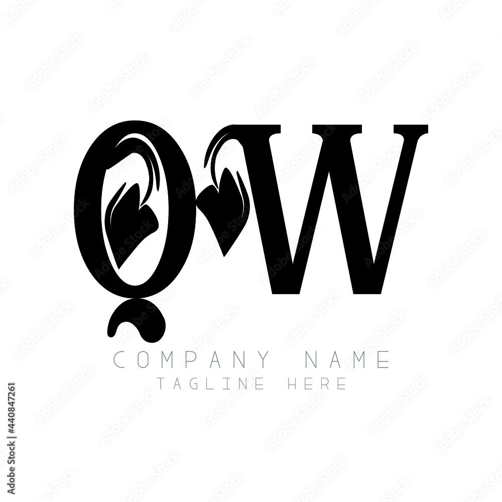 QW letter logo design. QW letter with leaf shape. QW Creative two ...