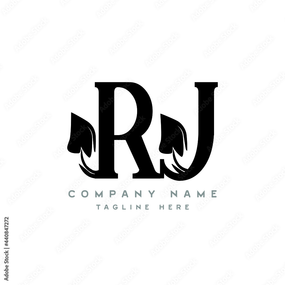 RJ letter logo design. RJ letter with leaf shape. RJ Creative two ...
