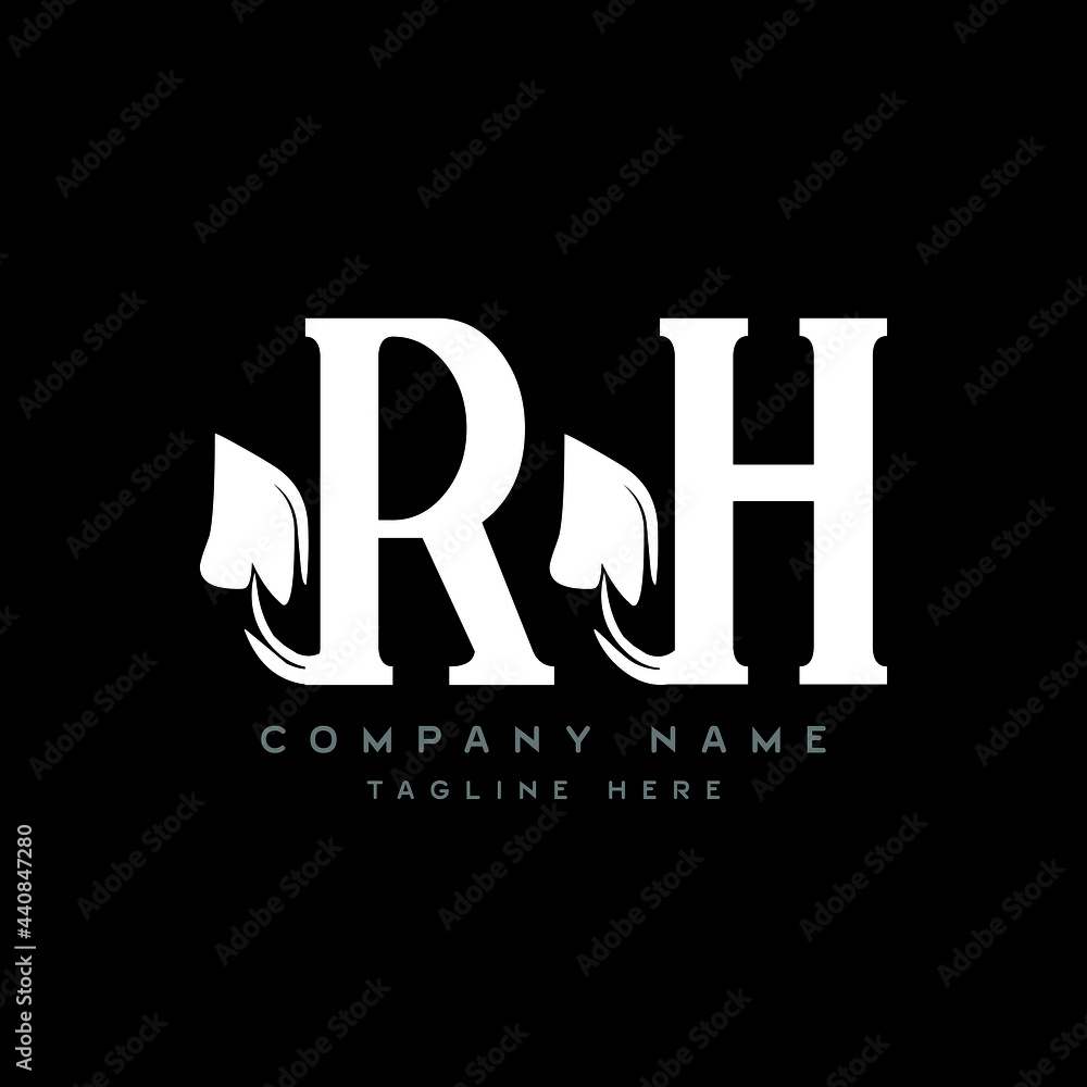 RH letter logo design. RH letter with leaf shape. RH Creative two ...