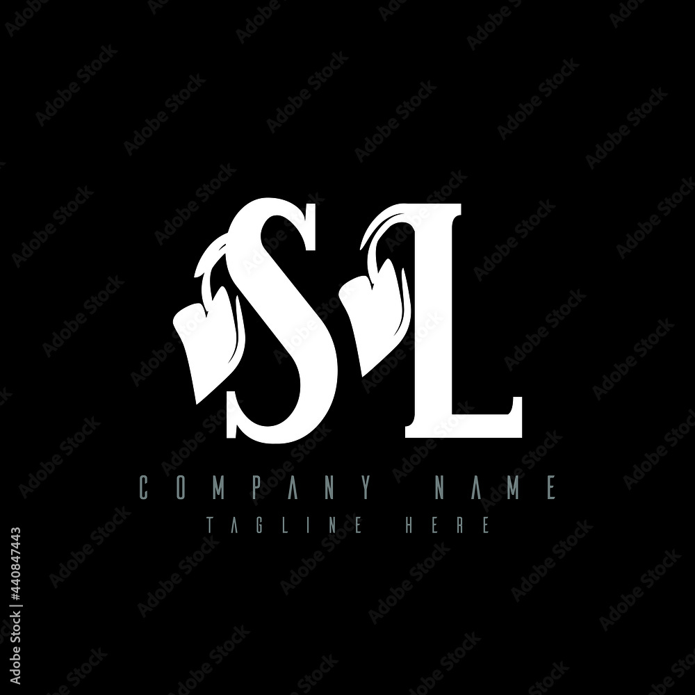 Vetor de SL letter logo design. SL letter with leaf shape. SL Creative ...