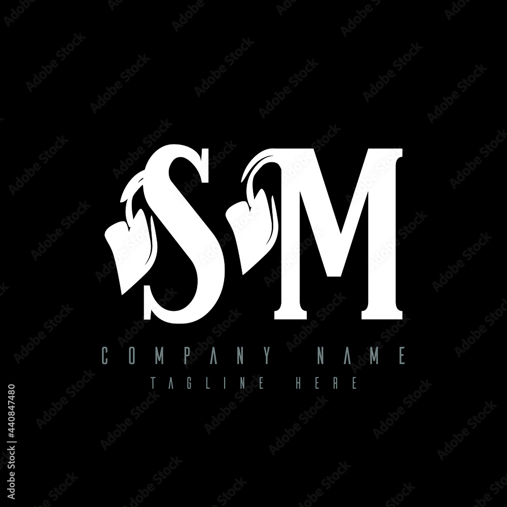 SM letter logo design. SM letter with leaf shape. SM Creative two ...