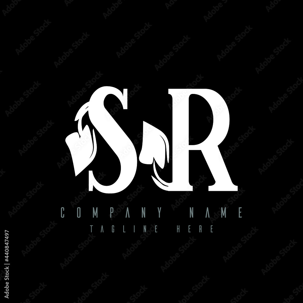 SR letter logo design. SR letter with leaf shape. SR Creative two ...