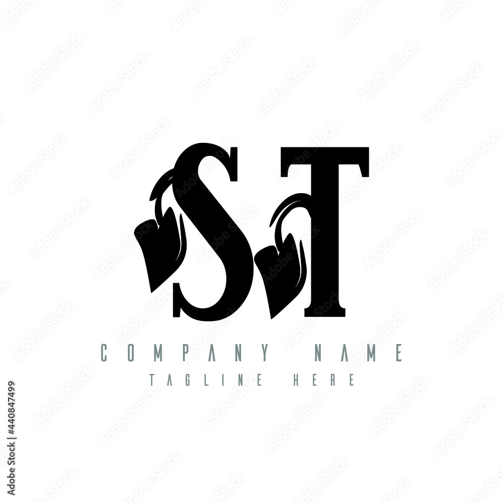 ST letter logo design. ST letter with leaf shape. ST Creative two ...