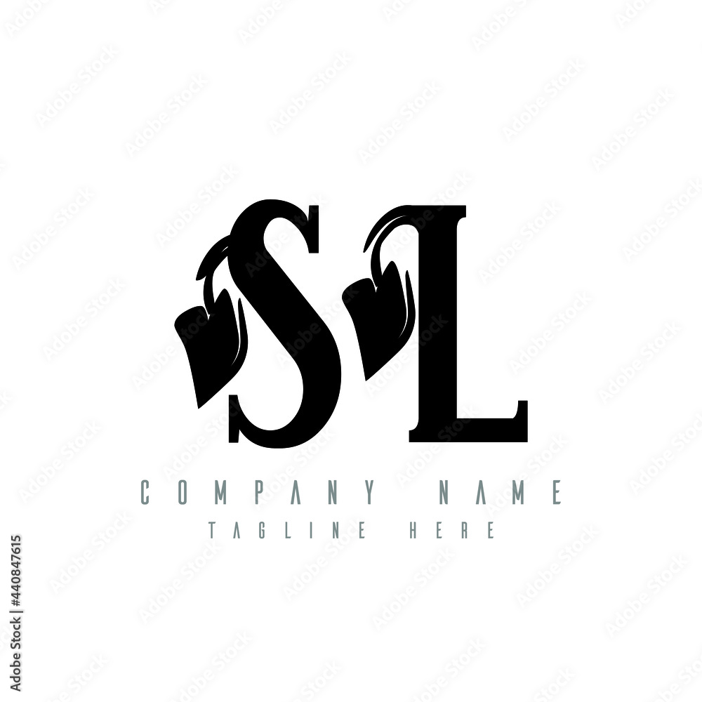 SL letter logo design. SL letter with leaf shape. SL Creative two ...