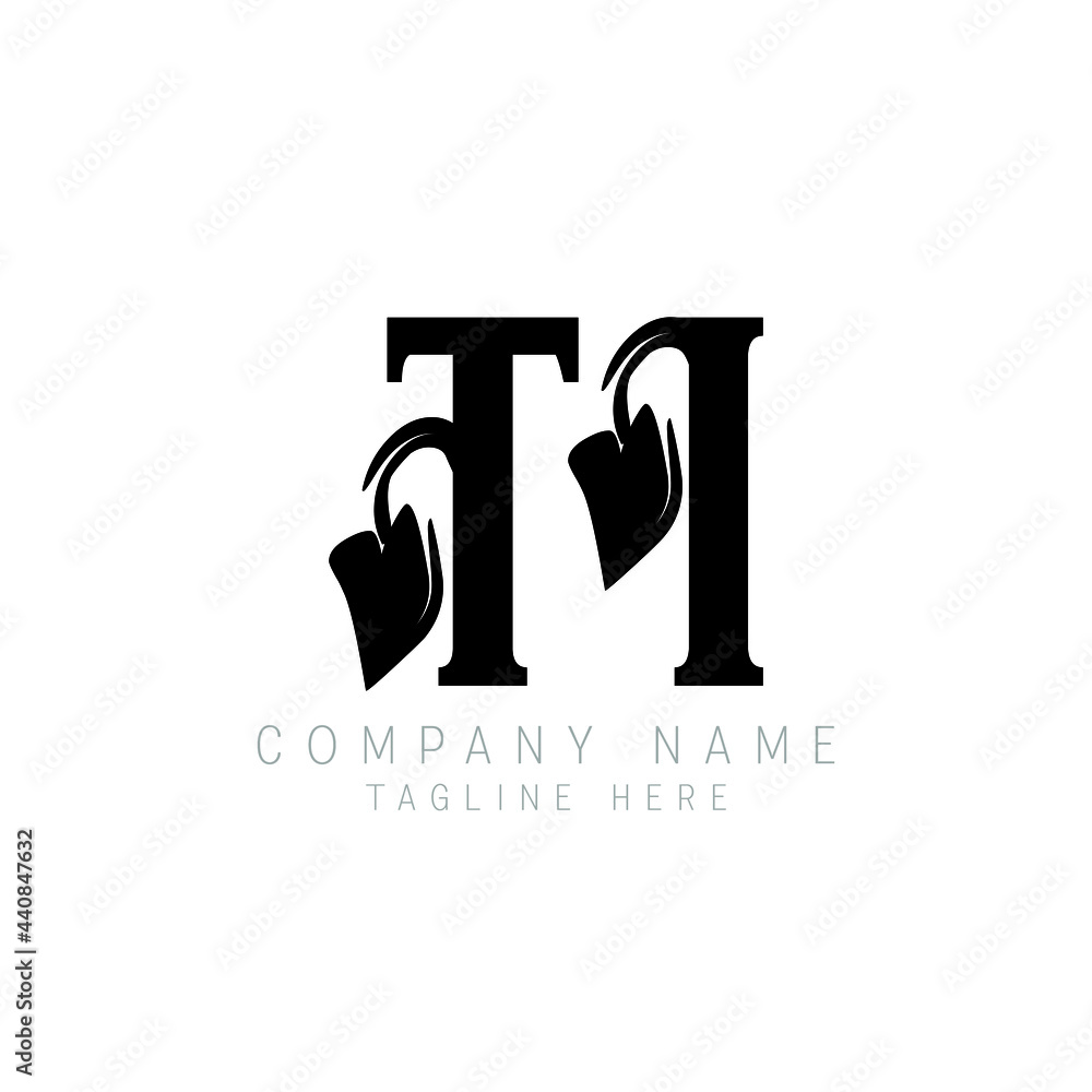 TI letter logo design. TI letter with leaf shape. TI Creative two ...