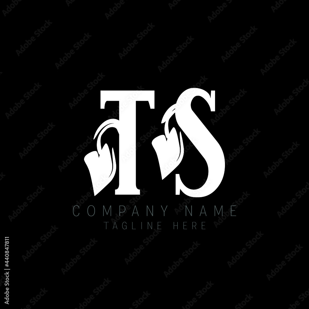 TS letter logo design. TS letter with leaf shape. TS Creative two ...