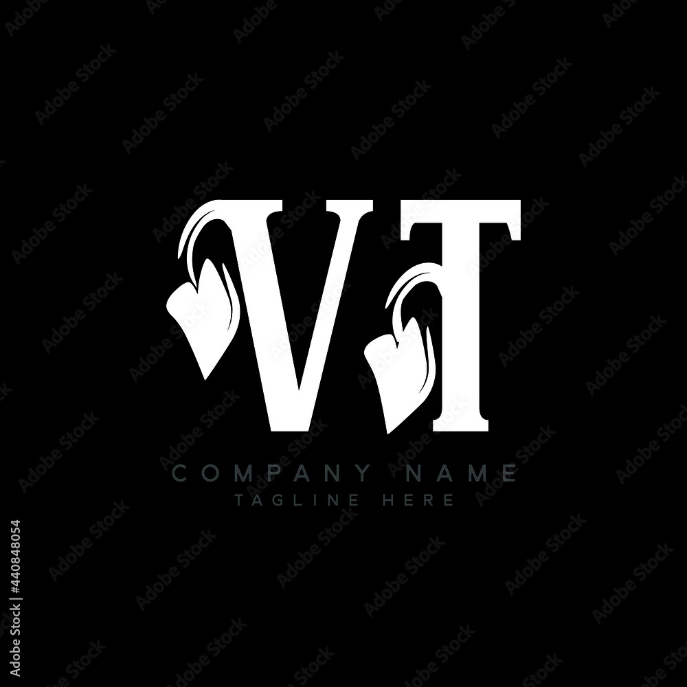 VT letter logo design. VT letter with leaf shape. VT Creative two ...