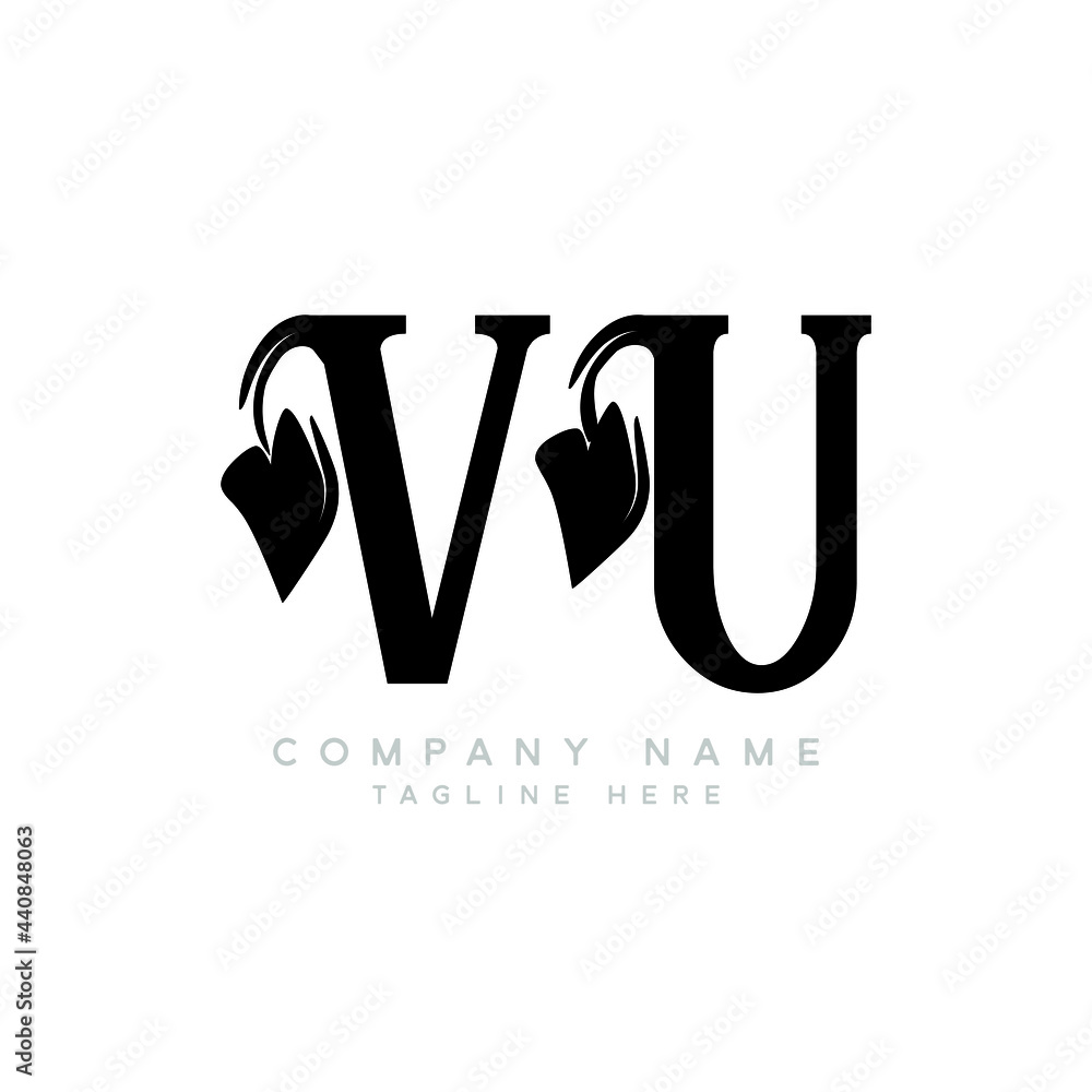 Vetor de VU letter logo design. VU letter with leaf shape. VU Creative ...
