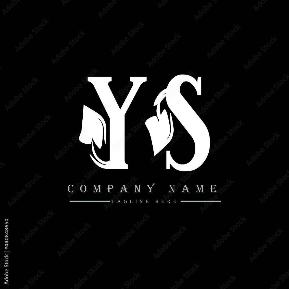 YS letter logo design. YS letter with leaf shape. YS Creative two letter logo. Two letters YS ...
