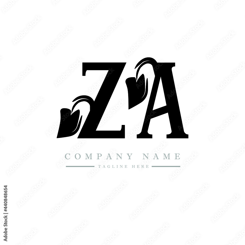 ZA letter logo design. ZA letter with leaf shape. ZA Creative two ...