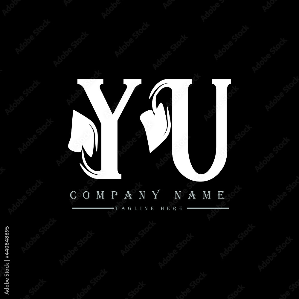YU letter logo design. YU letter with leaf shape. YU Creative two ...