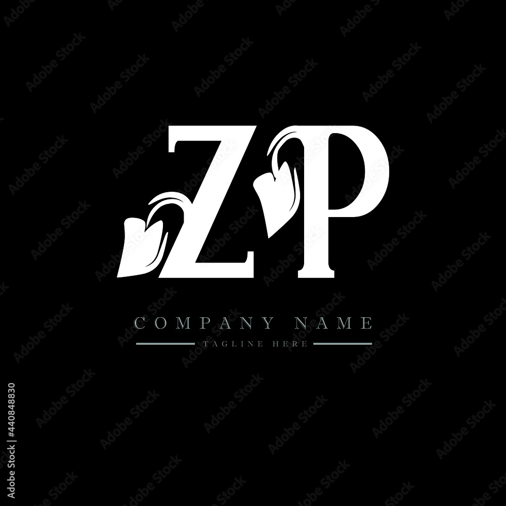 ZP letter logo design. ZP letter with leaf shape. ZP Creative two ...