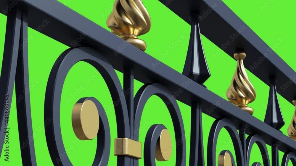 Vidéo Stock Iron railings. Wrought iron. Forged detail. 3D rendering ...