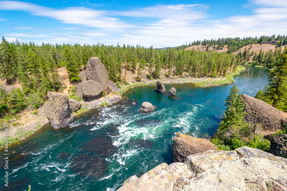 View from the overlook, lookout point of the huge boulders along the ...