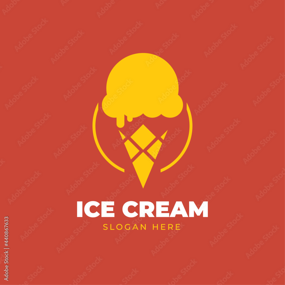 Ice cream logo design. Italian ice cream logo. Ice cream in a waffle ...