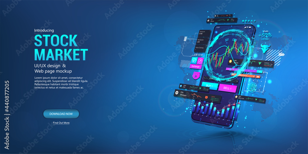 Phone with App for stock market trading like forex. Trade through the ...