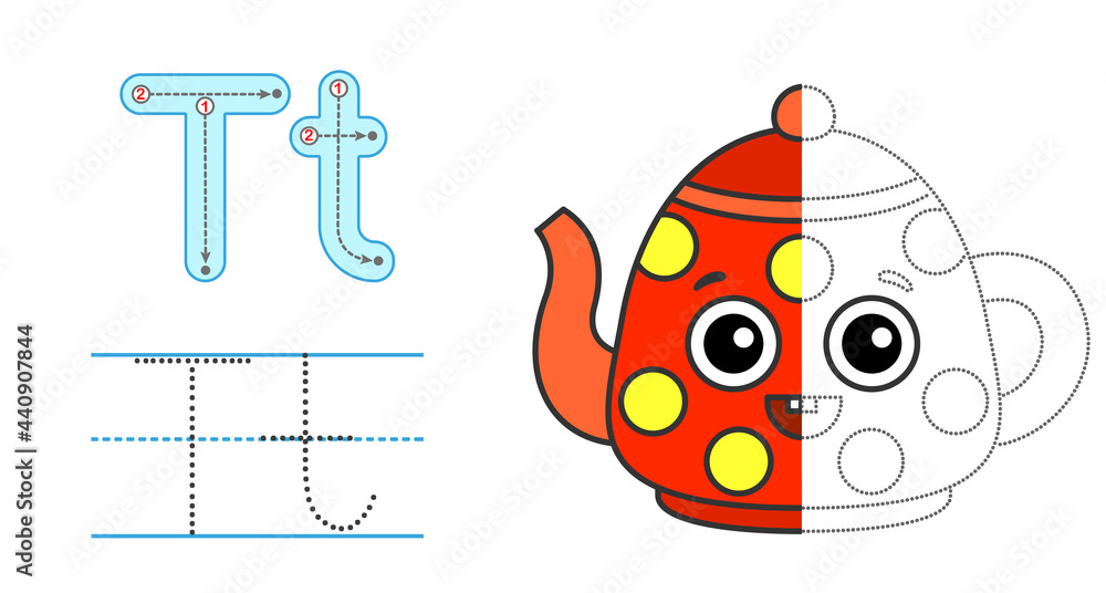 Trace the letter and picture and color it. Educational children tracing ...