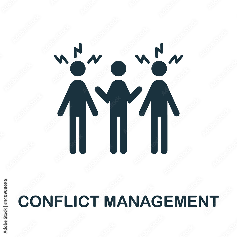 Conflict Management icon. Monochrome simple element from soft skill ... Conflict Management icon. Monochrome simple element from soft skill ...