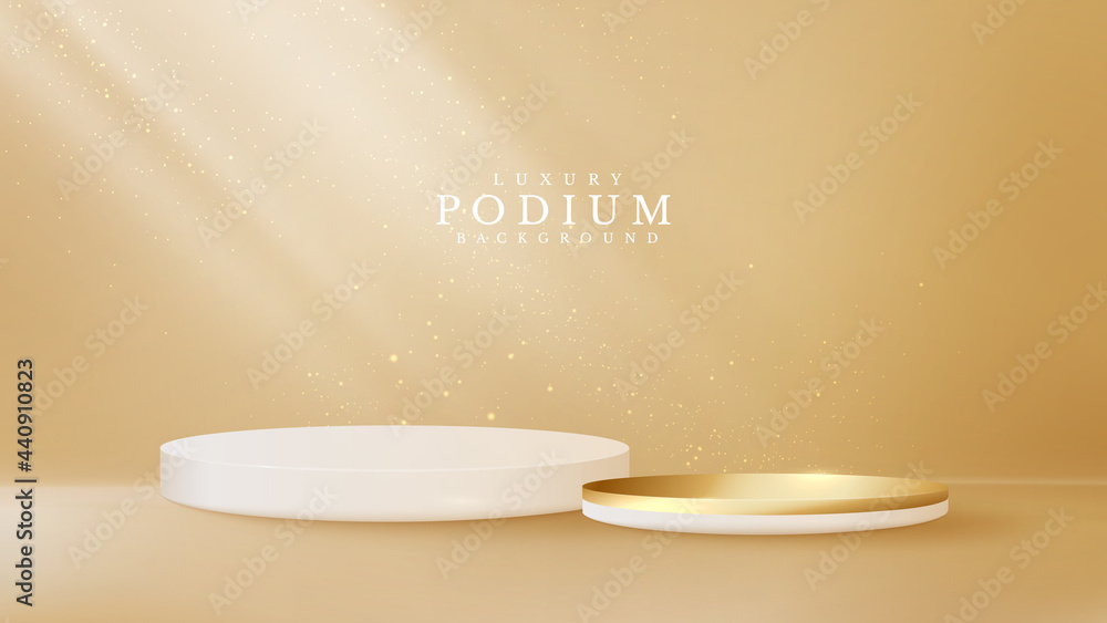 Elegant golden podium on pastel brown. luxury abstract background ...