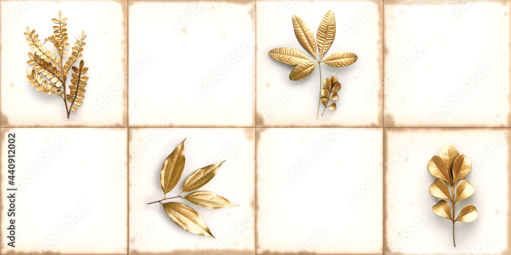 golden leaf design elements. Decoration elements for home interior ...