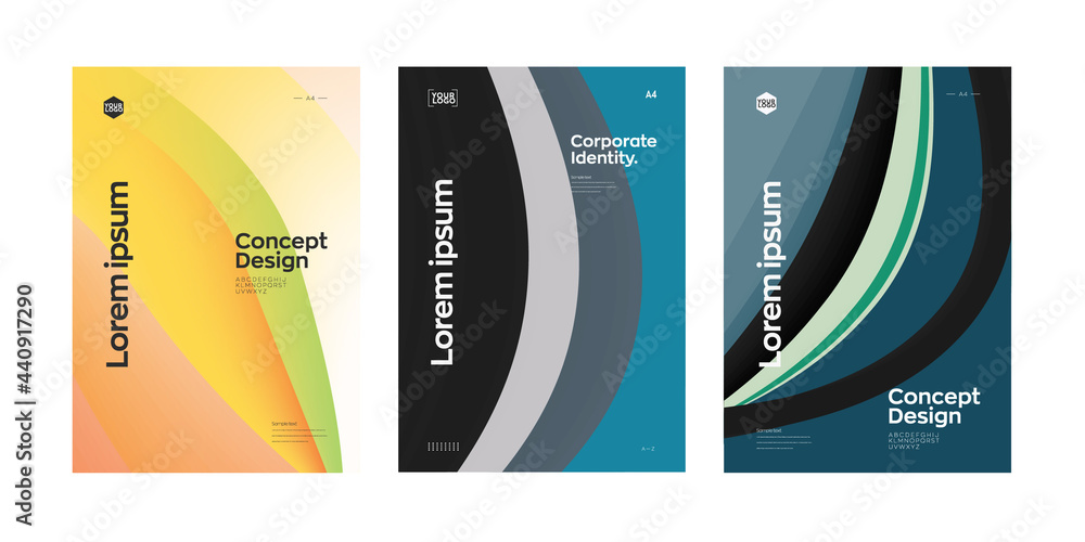 Corporate cover page design template. Abstract A4 vertical geometric ...