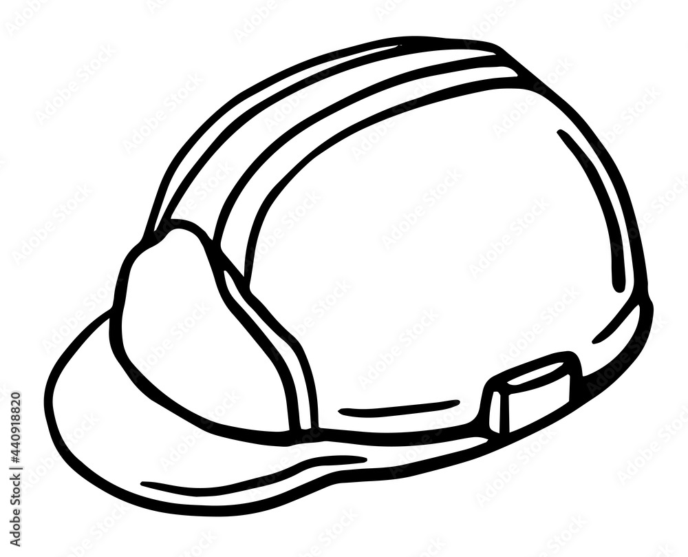 Hard Hat or protective hat, a hand-drawn vector illustration of hard ...