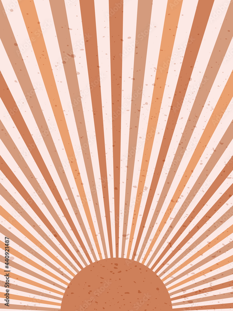 Retro inspired boho style landscape poster. Collage made of simple ...