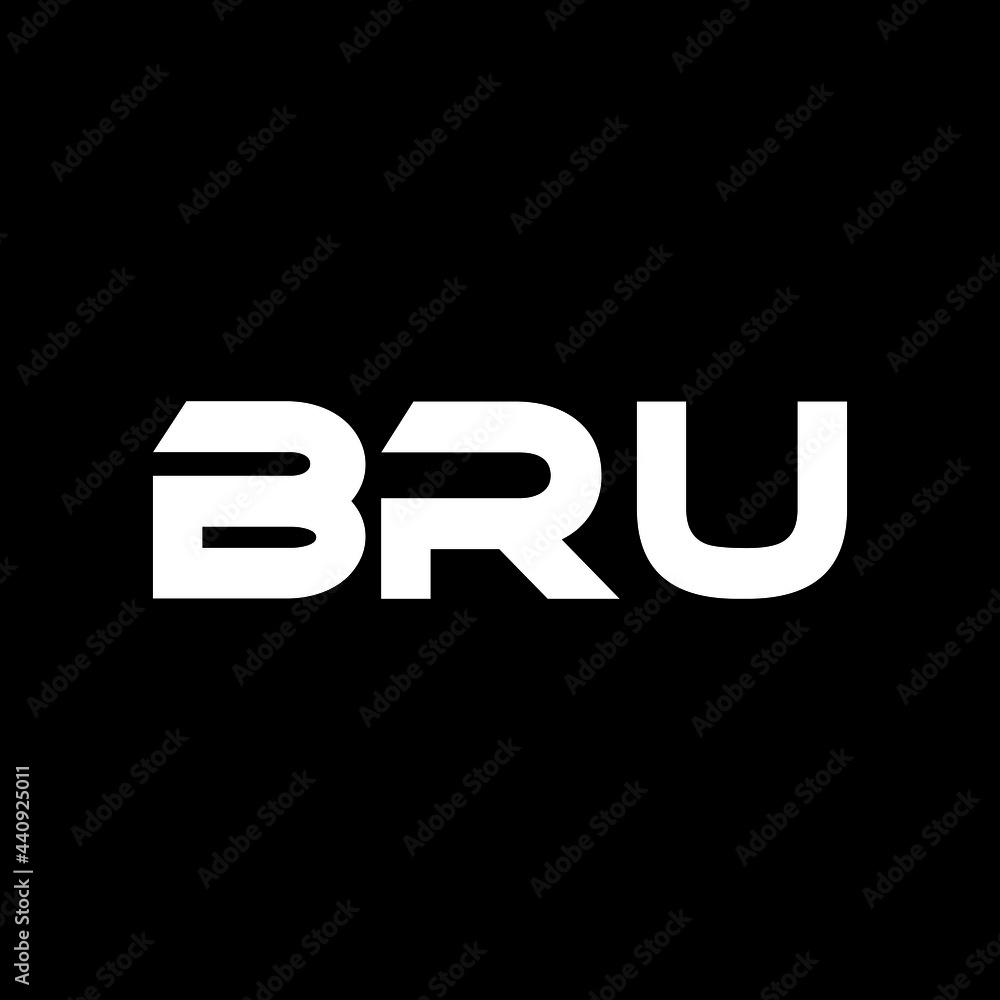 Vettoriale Stock BRU letter logo design with black background in ...