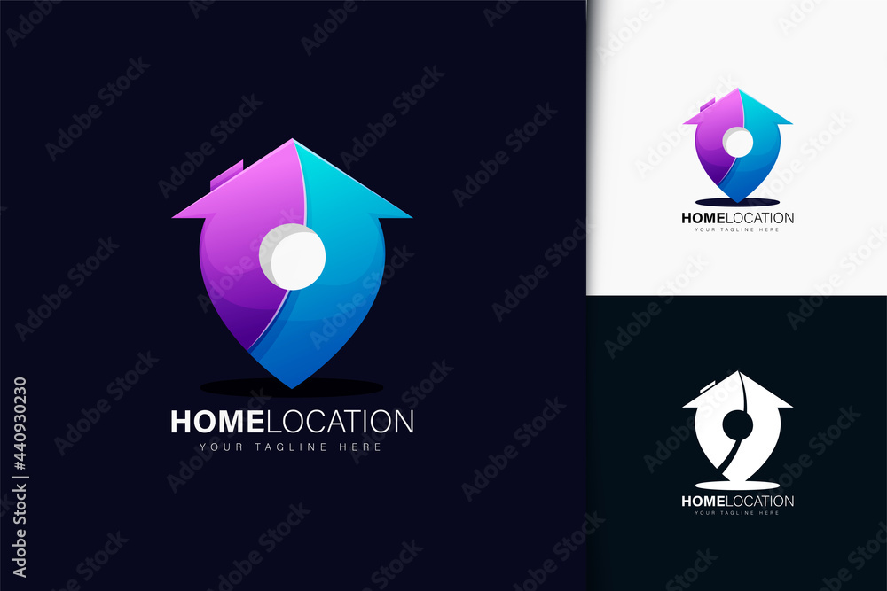 Home location logo design with gradient Stock Vector | Adobe Stock