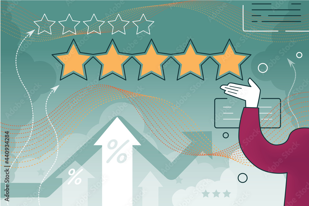 High five star rating, abstract geometric background, website cover ...