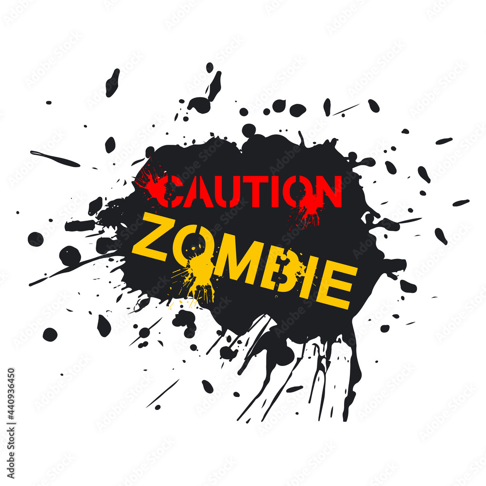 Zombie caution sign vector cartoon illustration isolated on a white ...