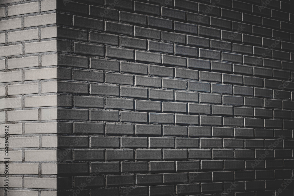 Dark vintage brick corner wall background, Abstract geometric pattern ...