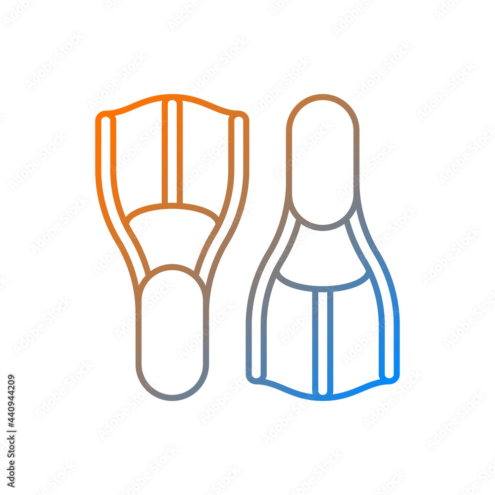Swimfins gradient linear vector icon. Diving fins. Flotation device ...