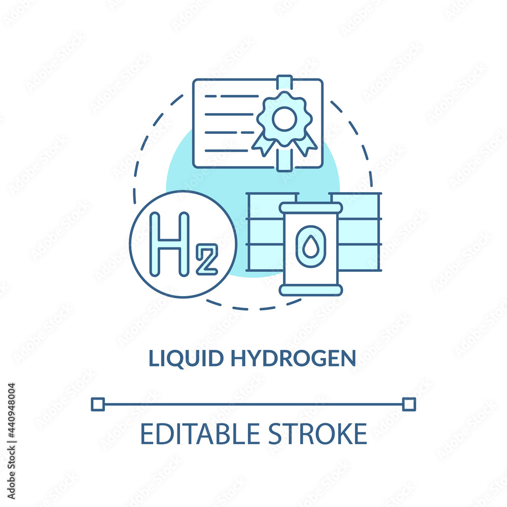 Liquid hydrogen concept icon. Hydrogen storage type abstract idea thin ...