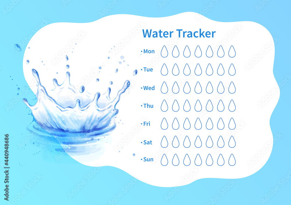 Water tracker with watercolor splash crown Stock Vector | Adobe Stock