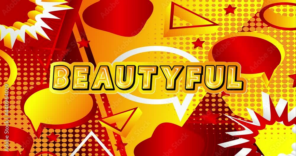 Comic lettering Beautiful. Video clip bright cartoon illustration in ...